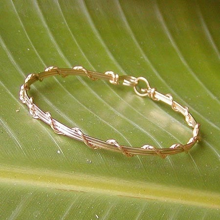 Gold Wire Bangle - Charming and Feminine 14kt Gold Filled Wirewrapped ...