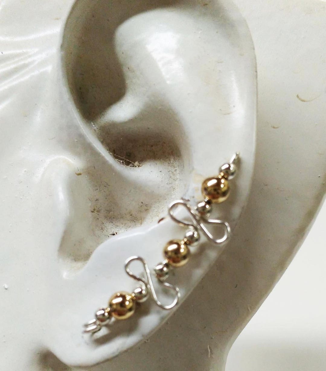 Ear Climbers - Silver and Gold Wiggle Design Ear Sweeps - up the Ears ...