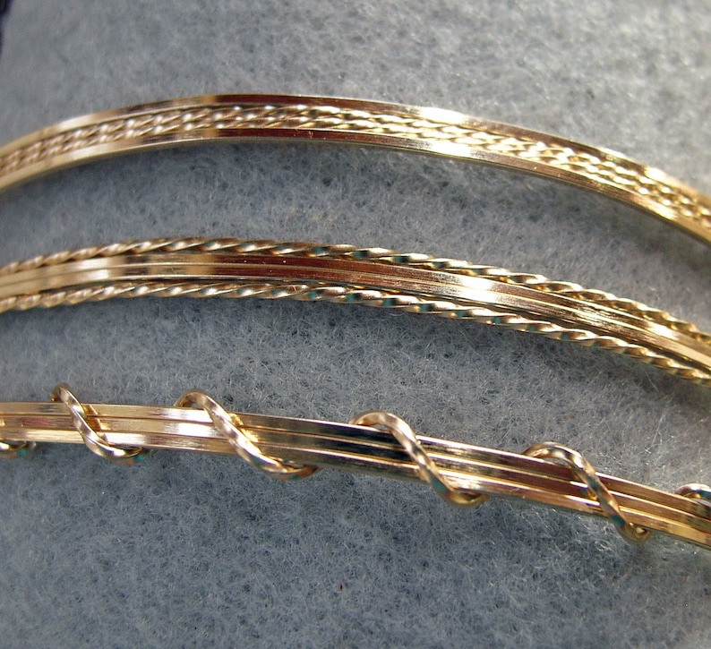 Gold Wire Bracelet Set Stackable Bracelet Set Thin - Etsy