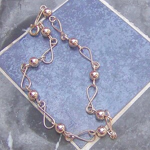 Anklet - Ankle Bracelet - Unique Fishtail Link Gold Wire and Beads ...