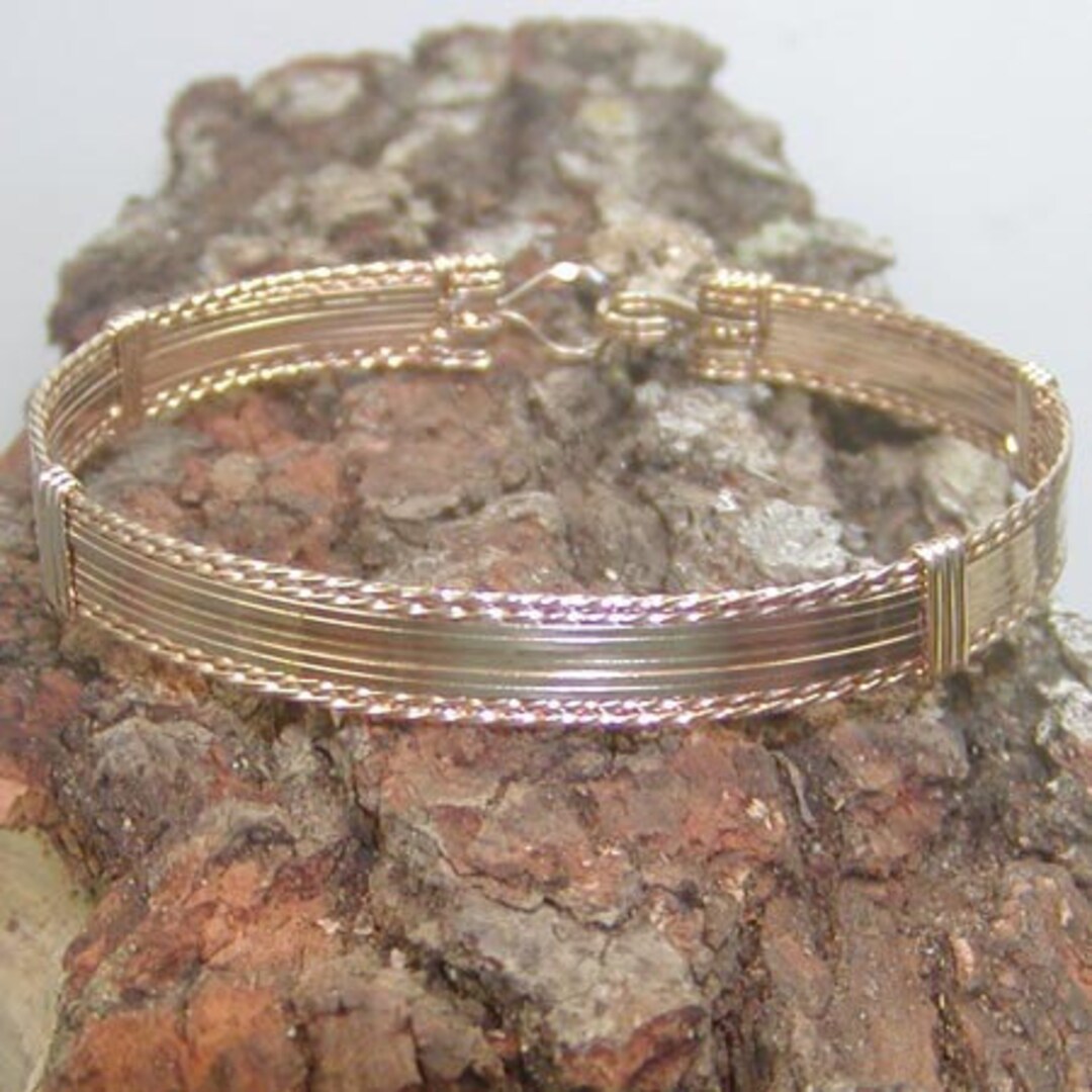 Wire Bracelet - Classy 10 Strand Gold Wirewrapped Bracelet - Stackable ...
