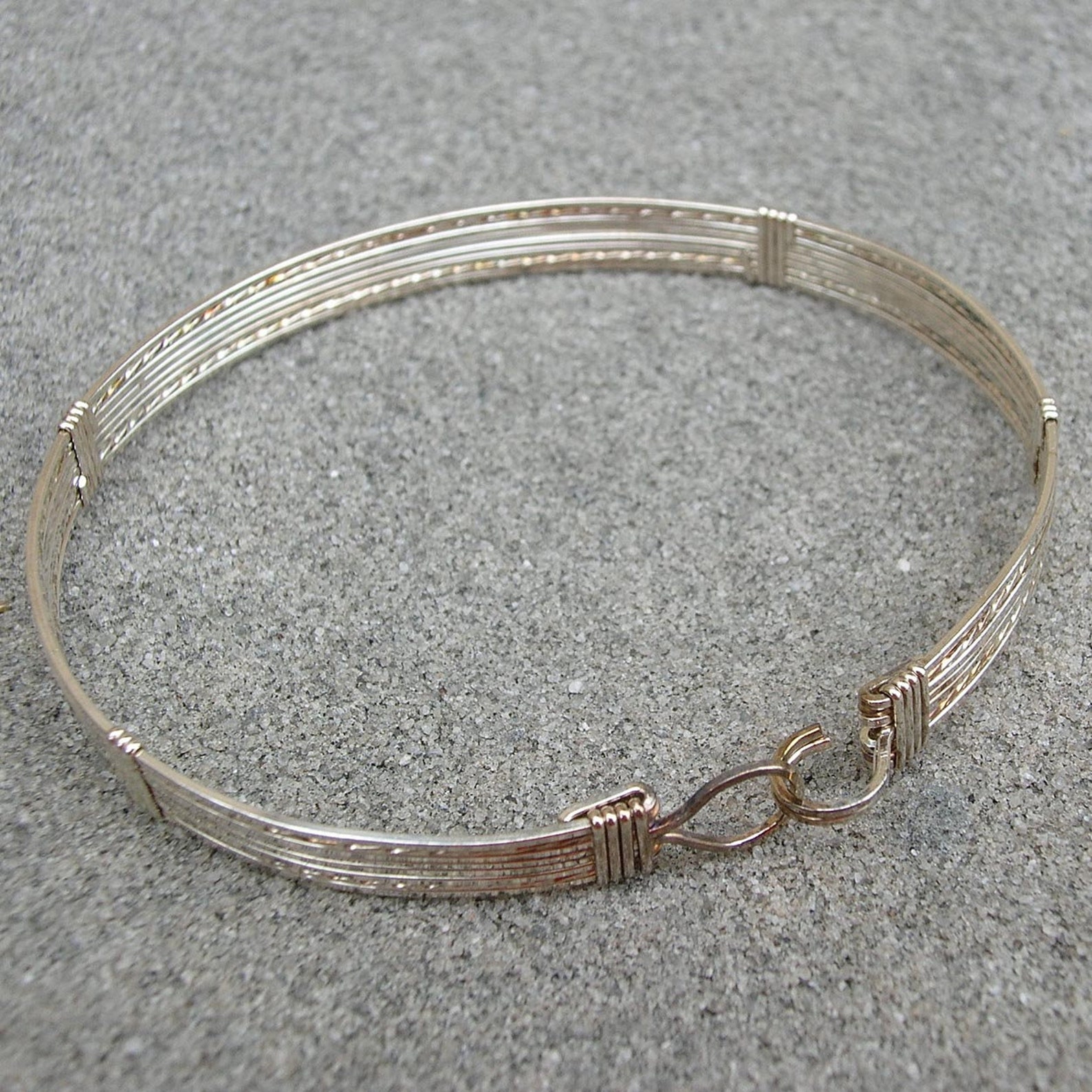 Silver Bracelet Sterling Silver Wirewrapped Bangle Bracelet - Etsy