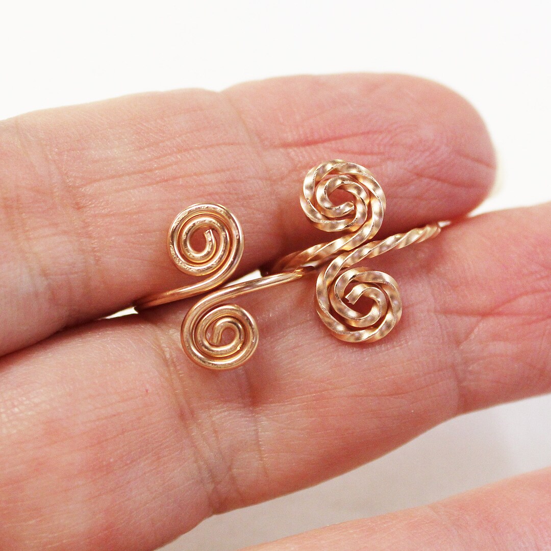 Adjustable Toe Rings - Set of Two 14kt Rose Gold Filled Toe Rings, 1 ...