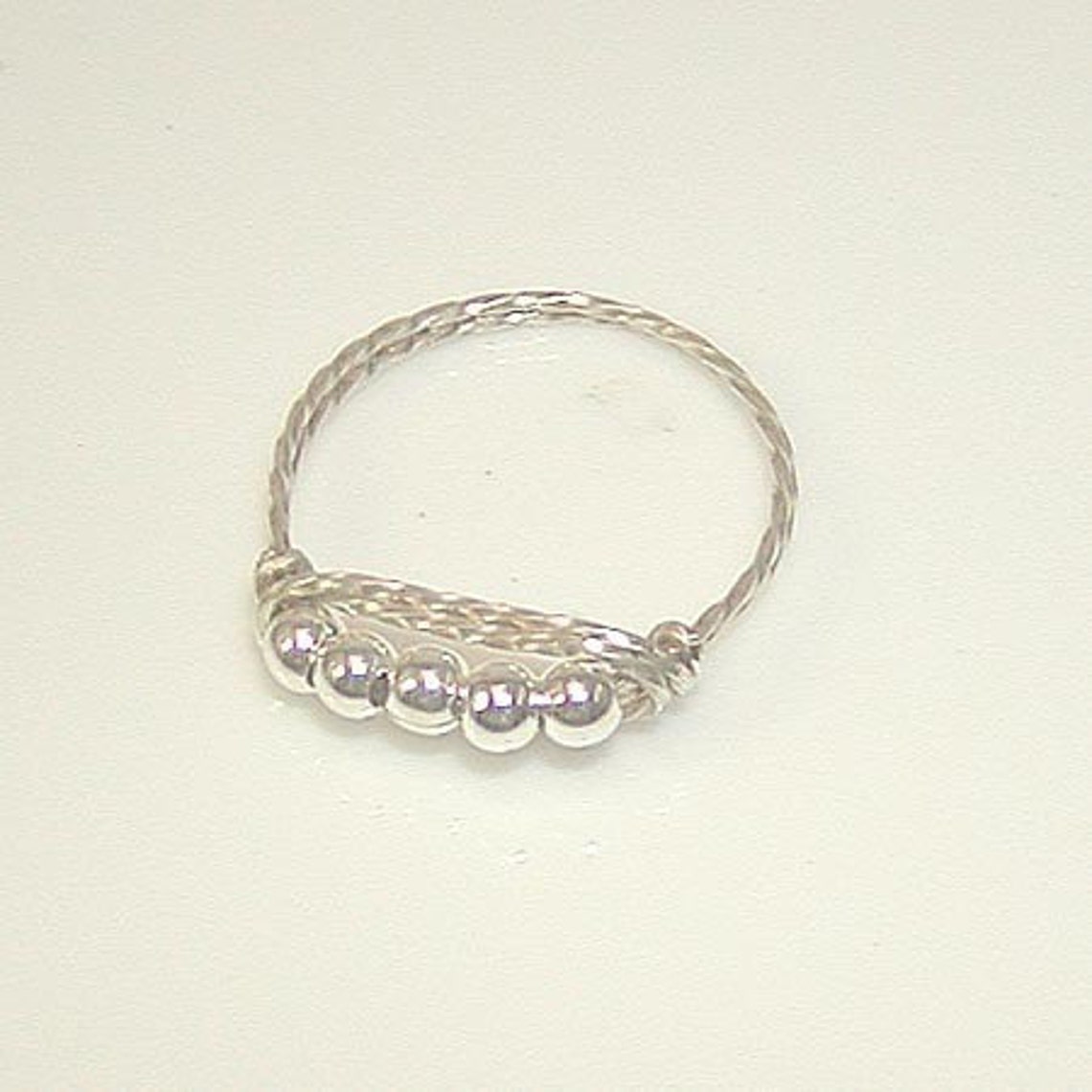 Wire Wrapped Ring Twist Wire Ring Five Silver Beads | Etsy