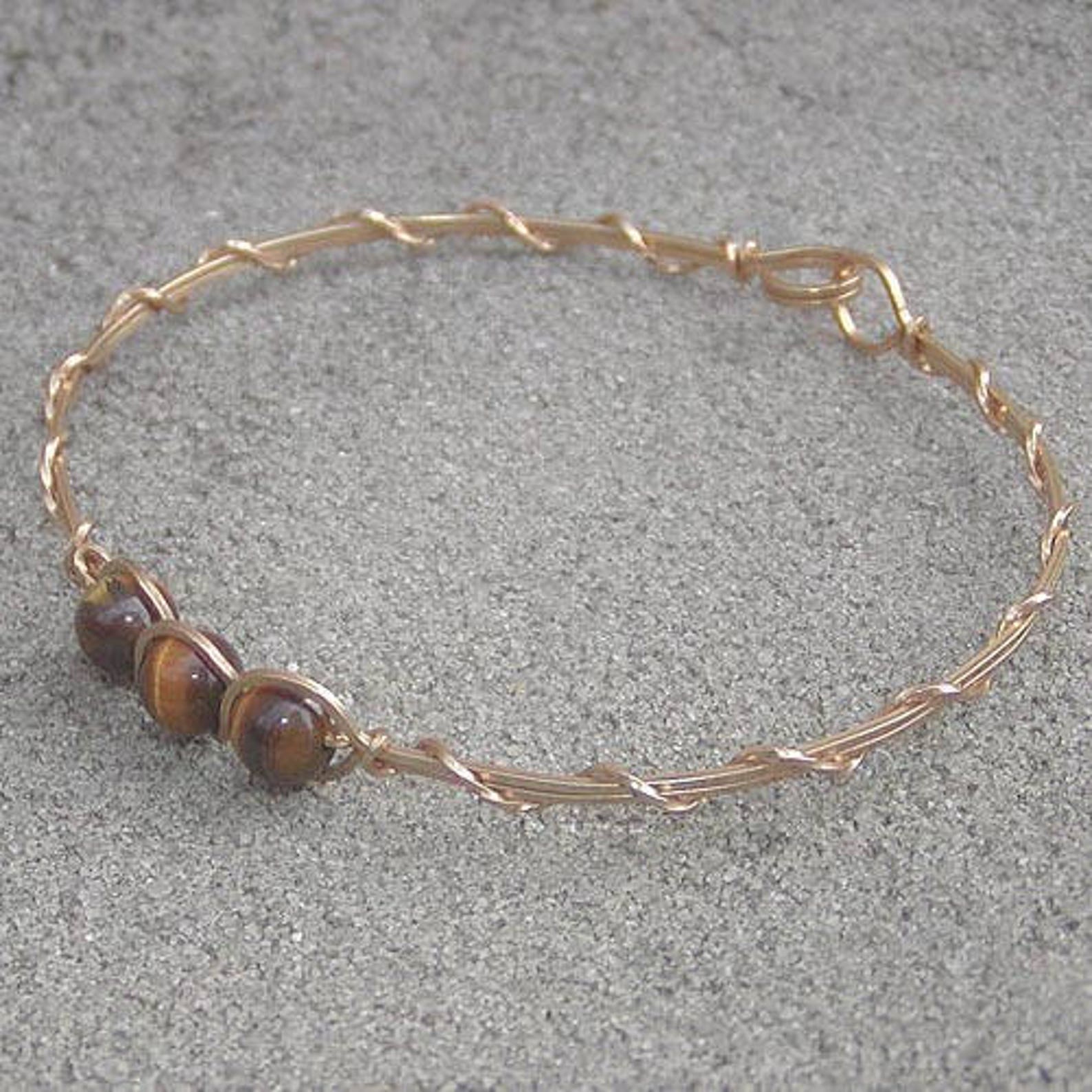 Wirewrapped Bracelet Wire Bangle Lovely 3-bead Genuine - Etsy