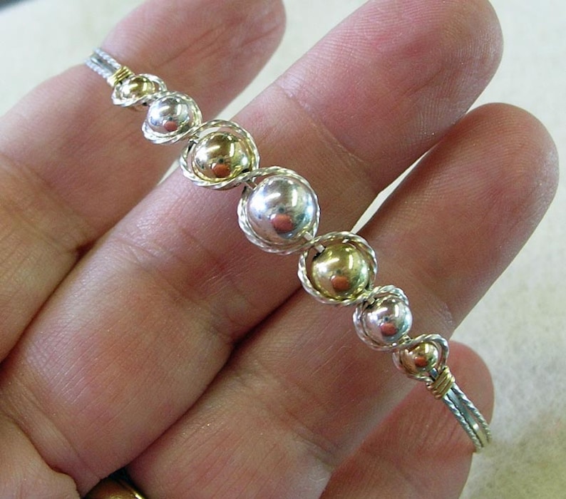 Wirewrapped Bracelet Bead Bracelet Graduated Two-tone Bead - Etsy