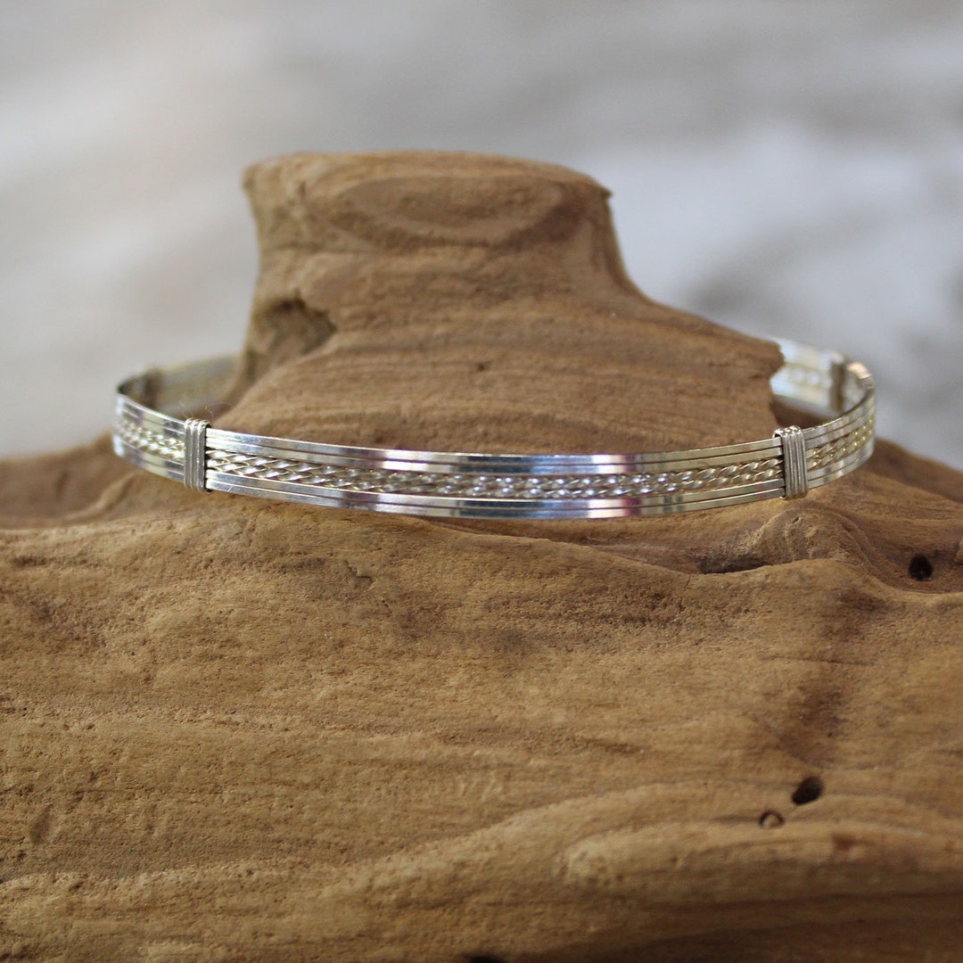 Silver Wirewrapped Bracelet - Sterling Silver Wire Bangle - Wire ...