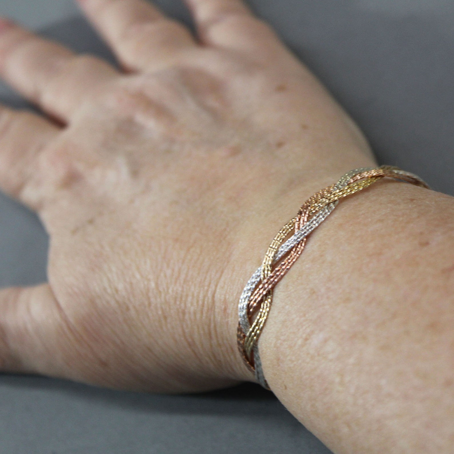 Tricolor Braid Bracelet - Twist Wire Braid Bangle - Wirewrapped ...