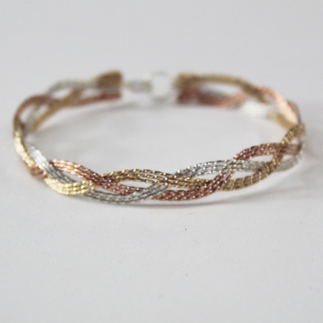 Tricolor Braid Bracelet - Twist Wire Braid Bangle - Wirewrapped ...