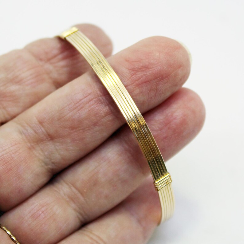 Gold Wire Bracelet - Wirewrapped Bangle - Graceful 14kt Gold Filled ...
