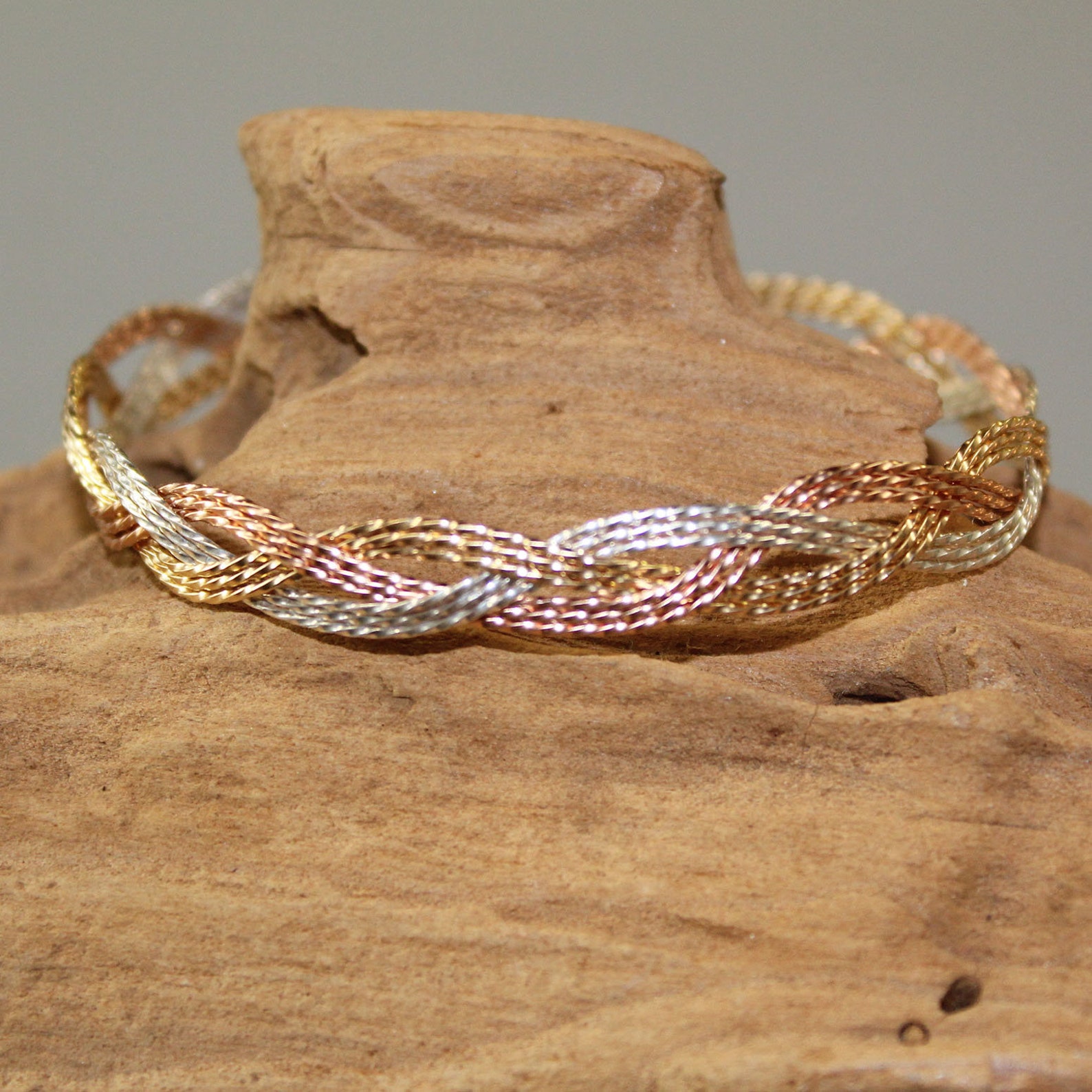 Tricolor Braid Bracelet - Twist Wire Braid Bangle - Wirewrapped ...