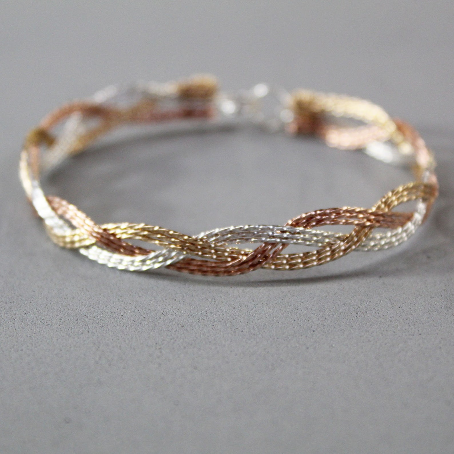 Tricolor Braid Bracelet - Twist Wire Braid Bangle - Wirewrapped ...