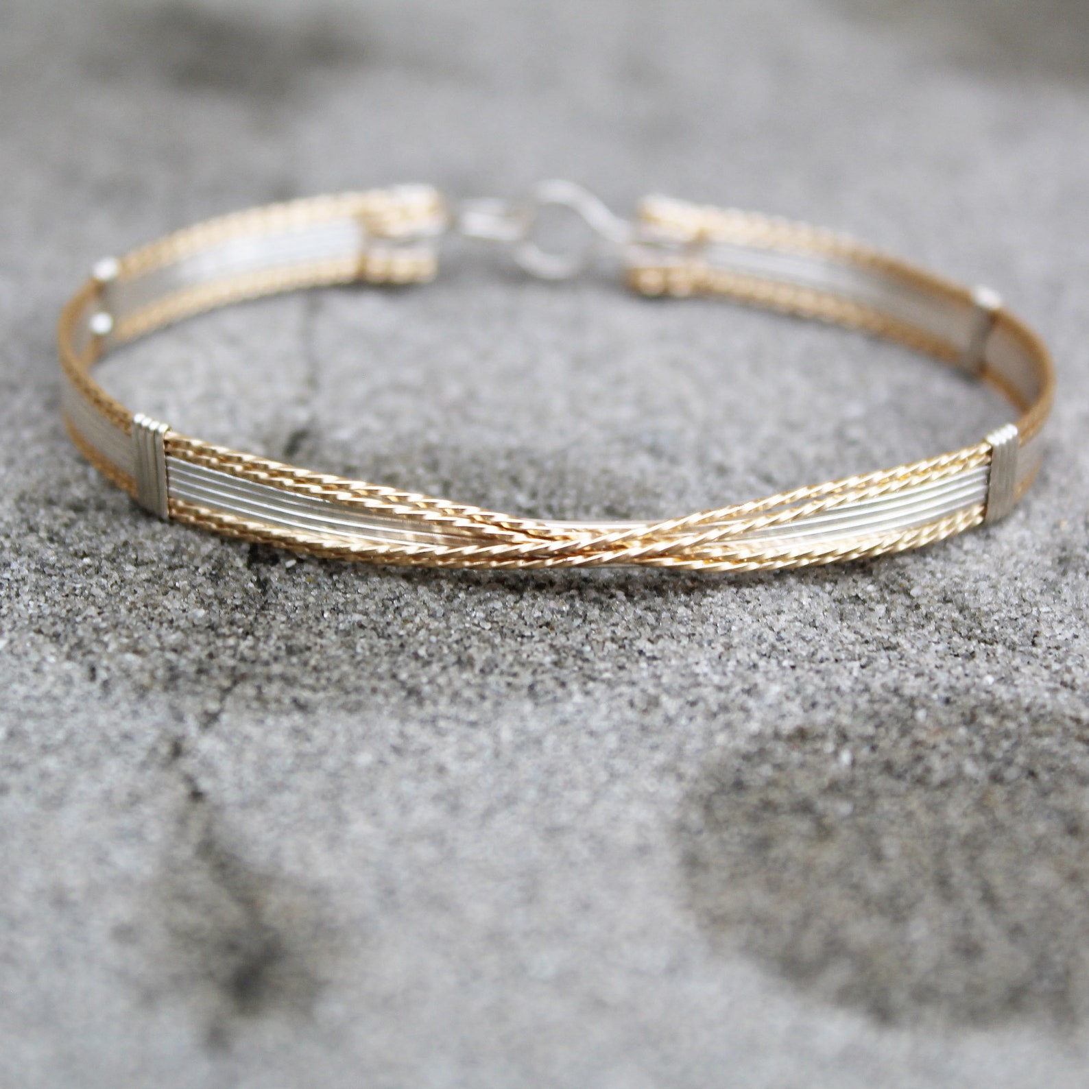 Two Tone Wire Bracelet - Sassy Sterling Silver, 14kt Gold Filled Wire ...