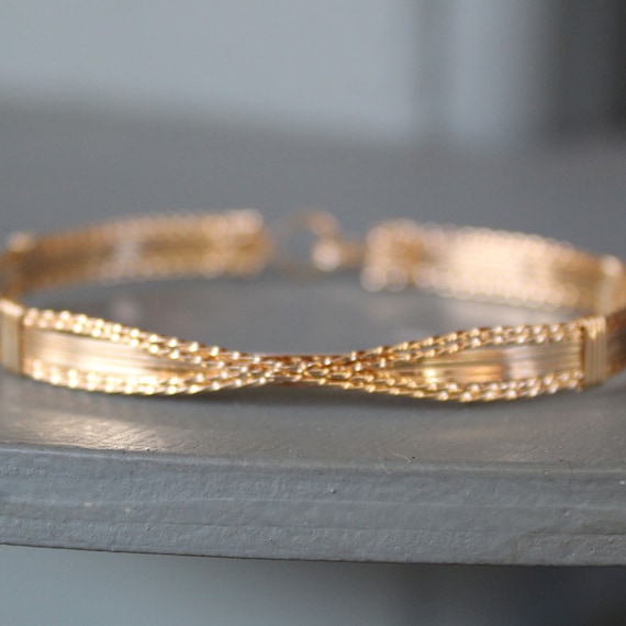 Gold Wire Bracelet Sassy 14kt Gold Filled Wirewrapped Bangle - Etsy