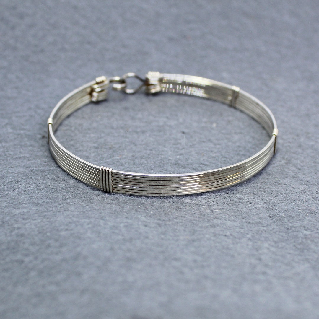 Silver Wire Bracelet - Wirewrapped Bangle - Simple Sterling Silver Wire ...