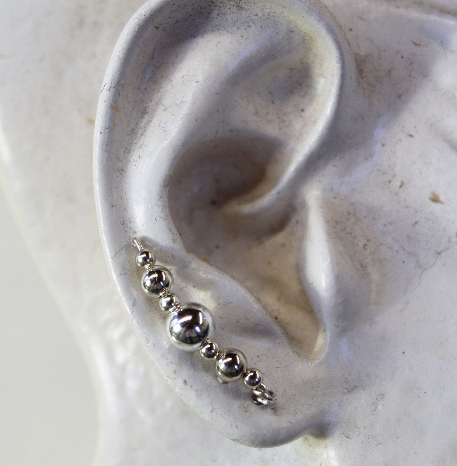 Ear Climbers Ear Sweeps Bright Shiny Beads Sterling Silver | Etsy