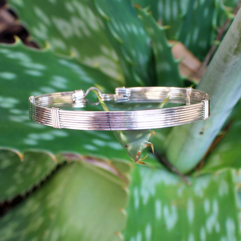 Silver Wire Bracelet - Wirewrapped Bangle - Simple Sterling Silver Wire ...
