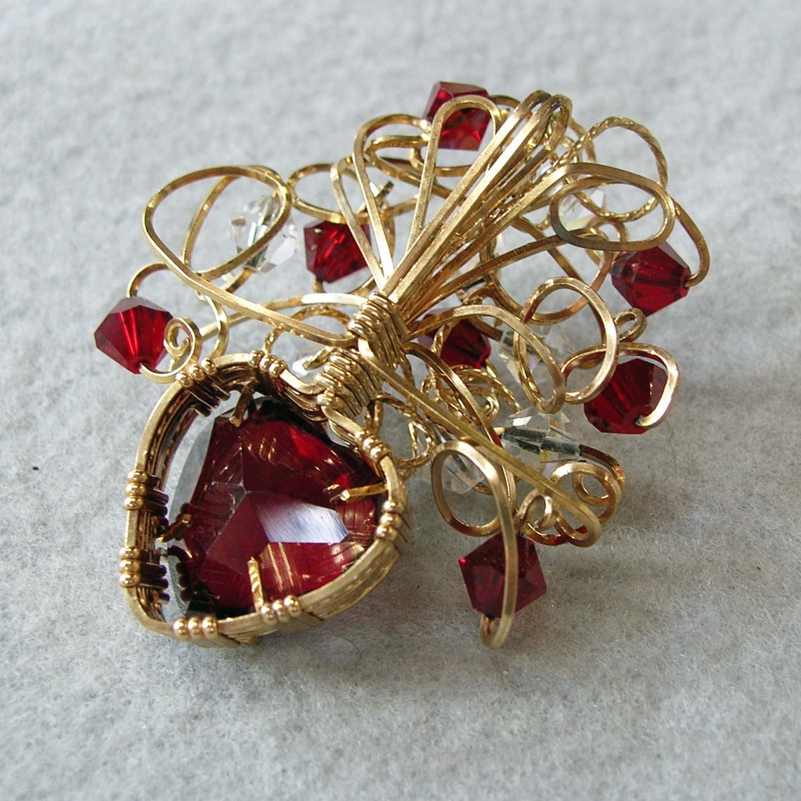 Red Heart Pendant Large Red Heart Synthetic Ruby Heart | Etsy