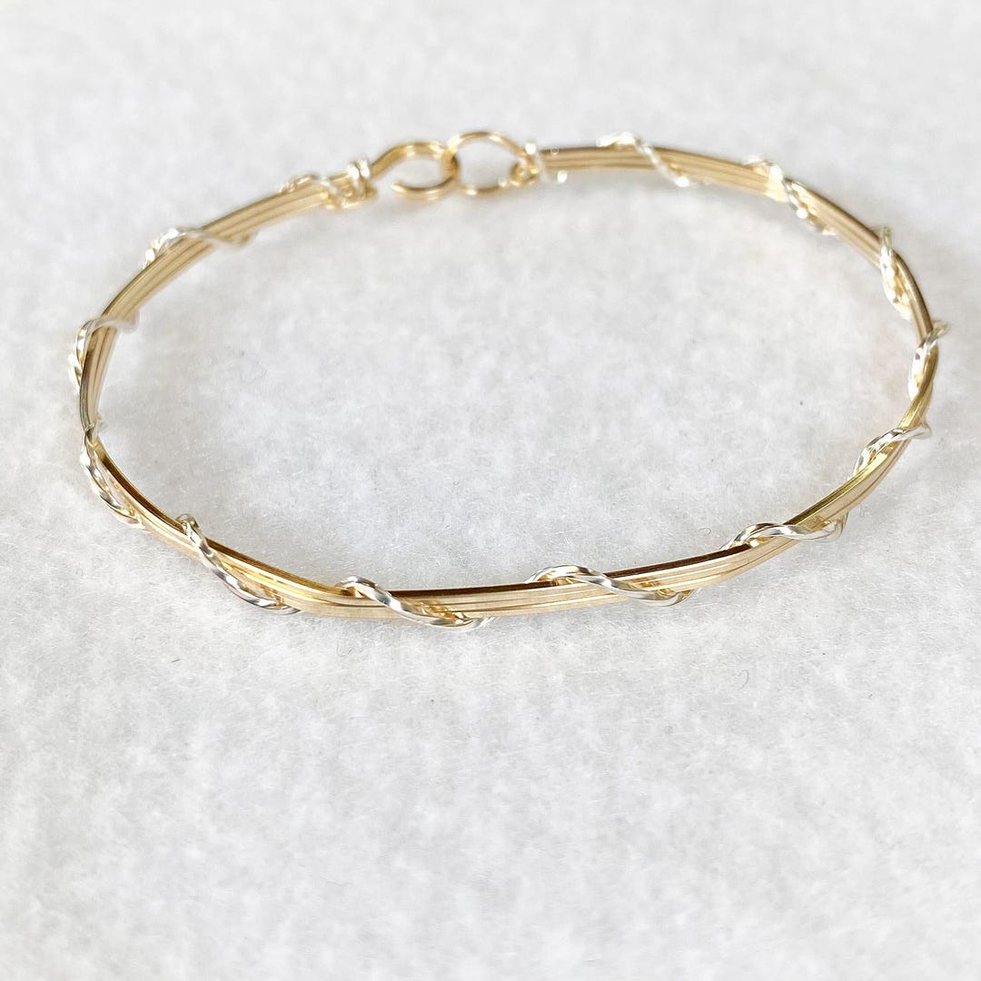 Twotone Wirewrapped Bracelet - Simple Wire Bracelet - Gold and Silver ...