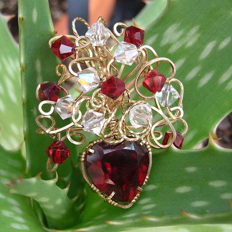 Red Heart Pendant Large Red Heart Synthetic Ruby Heart - Etsy