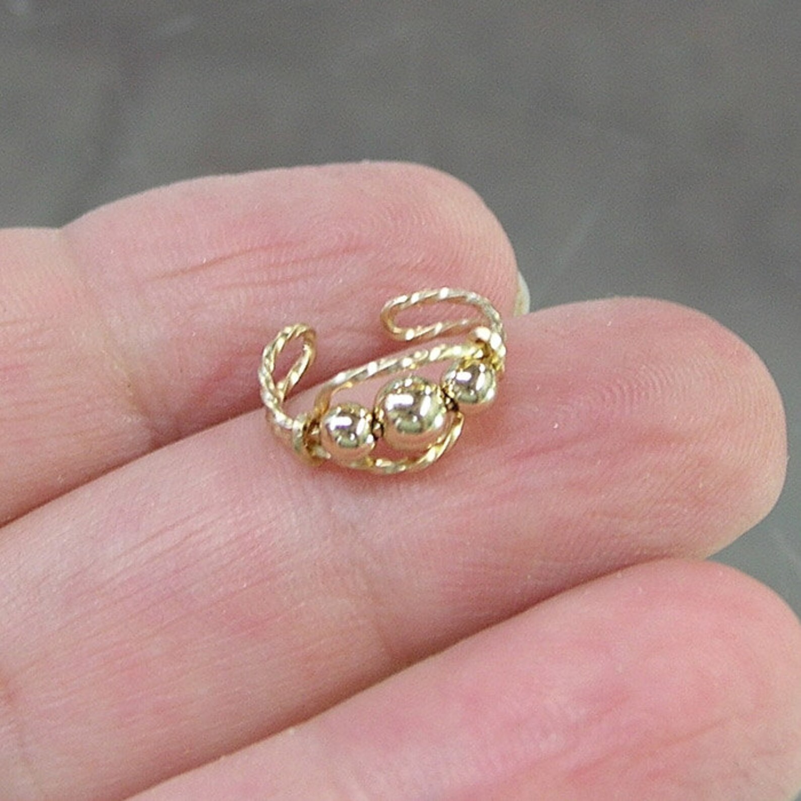 Ear Wrap Ear Cuff 14kt Gold Filled Smooth Beads Gold Wire - Etsy