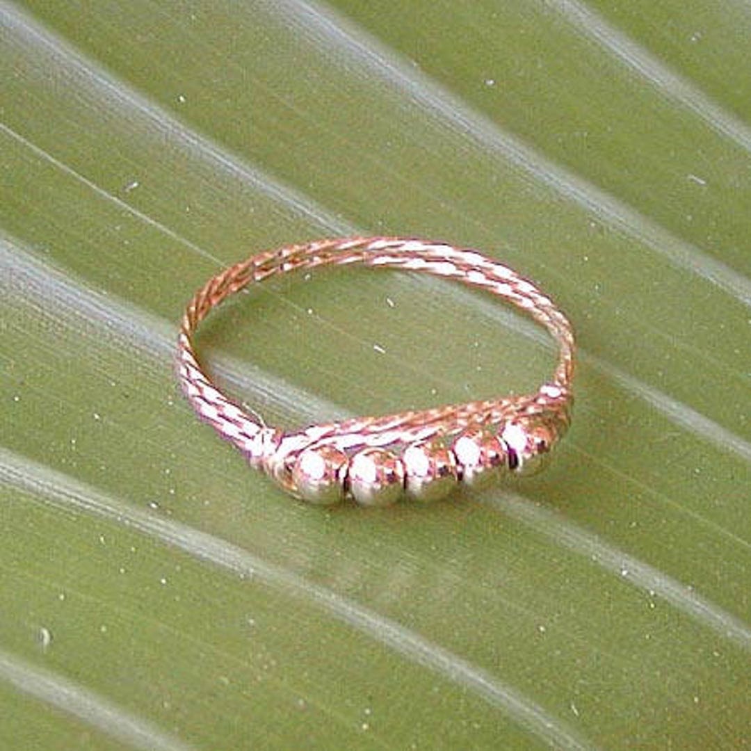Wire Wrapped Ring - Twist Wire Ring - Five Gold Beads Wirewrapped Ring ...
