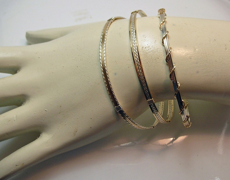 Two Tone Bracelet Set Stackable Bracelet Set Thin Silver - Etsy