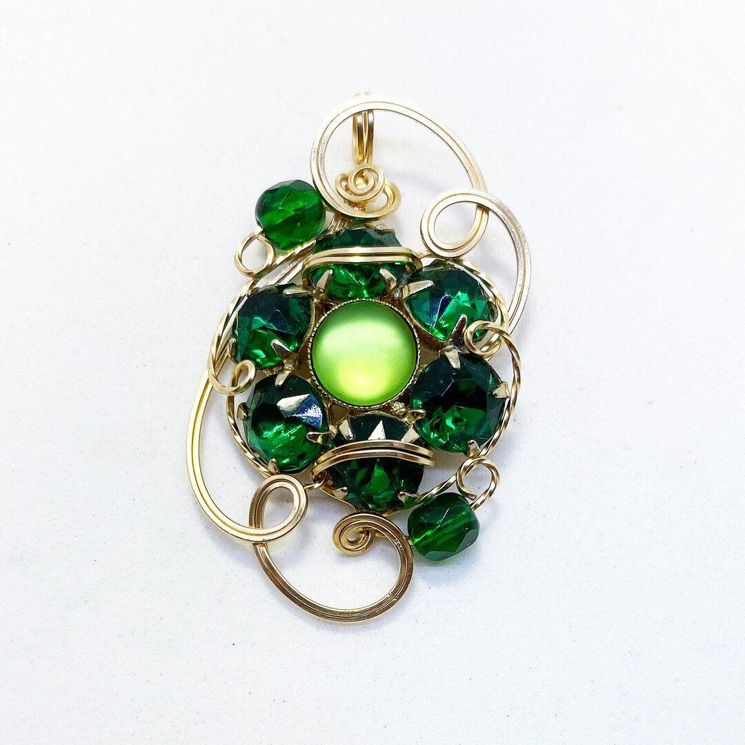 Fancy Wire Sculpted Pendant - 14kt Gold Filled Slide - Upcycled Vintage ...