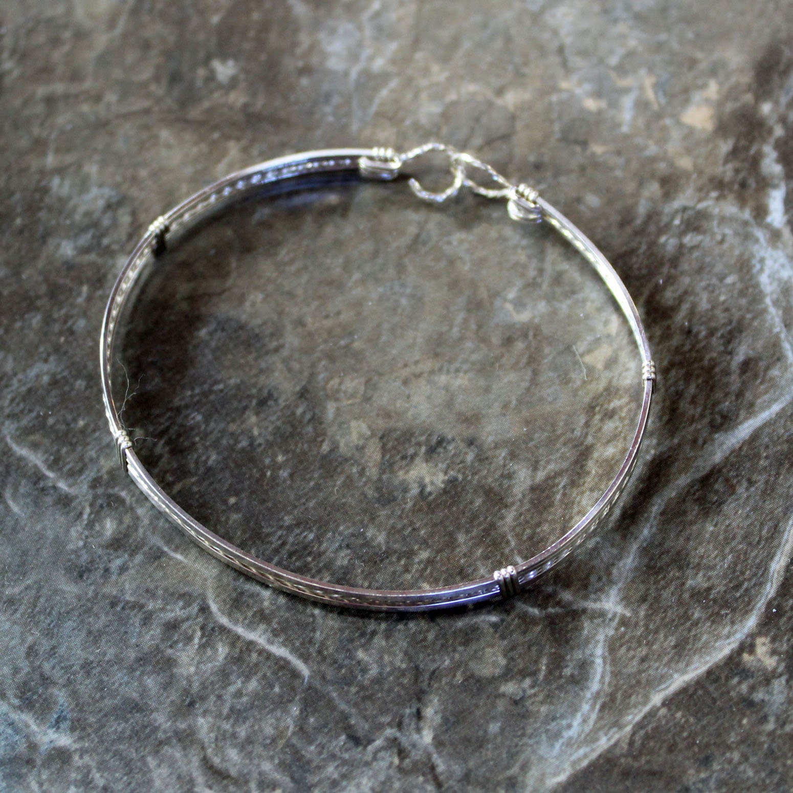 Silver Wirewrapped Bracelet - Sterling Silver Wire Bangle - Wire ...