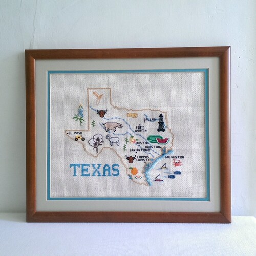 TEXAS Map Cross Stitch Pattern. TX State Needlepoint Pattern | Etsy