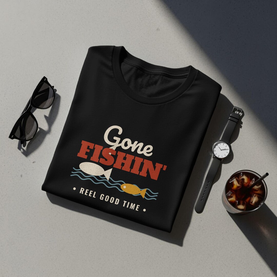 Gone Fishin' Retro Distressed Angler T-shirt, Reel Good Time Fisherman ...