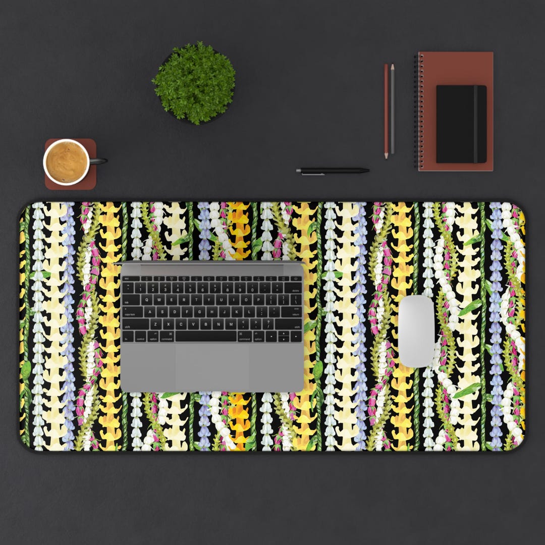 Hawaiian Lei Strand Desk Mat, Puakenikeni, Crown Flower, Lokelani ...