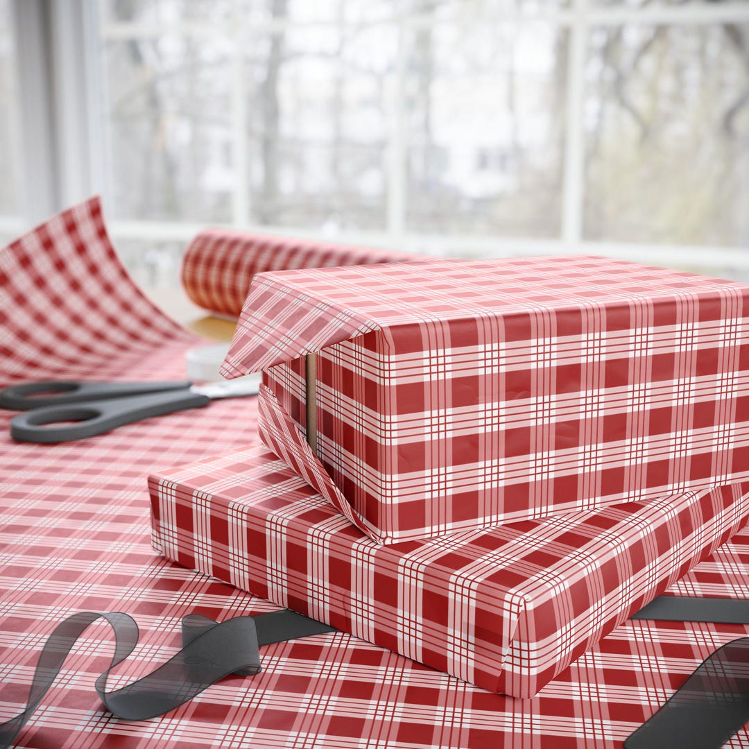 Red - Hawaiian Palaka Pattern Wrapping Paper, Local Hawaii Gift Wrap ...