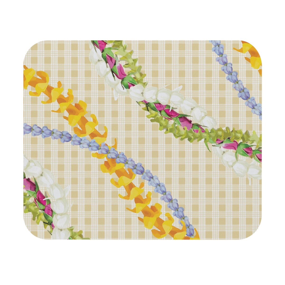 Hawaiian Lei Strand Palaka Design Mouse Pad, Puakenikeni, Crown Flower ...