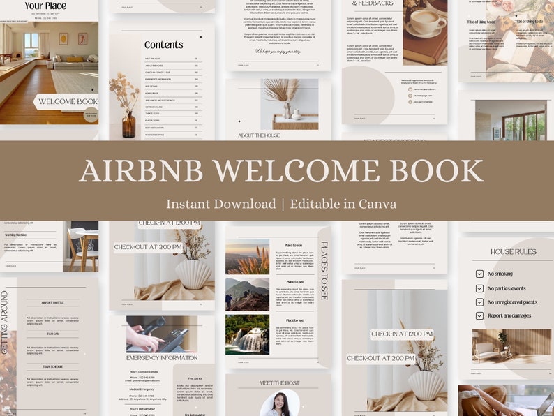Airbnb Welcome Book Template Canva Digital Welcome Book Minimalist ...