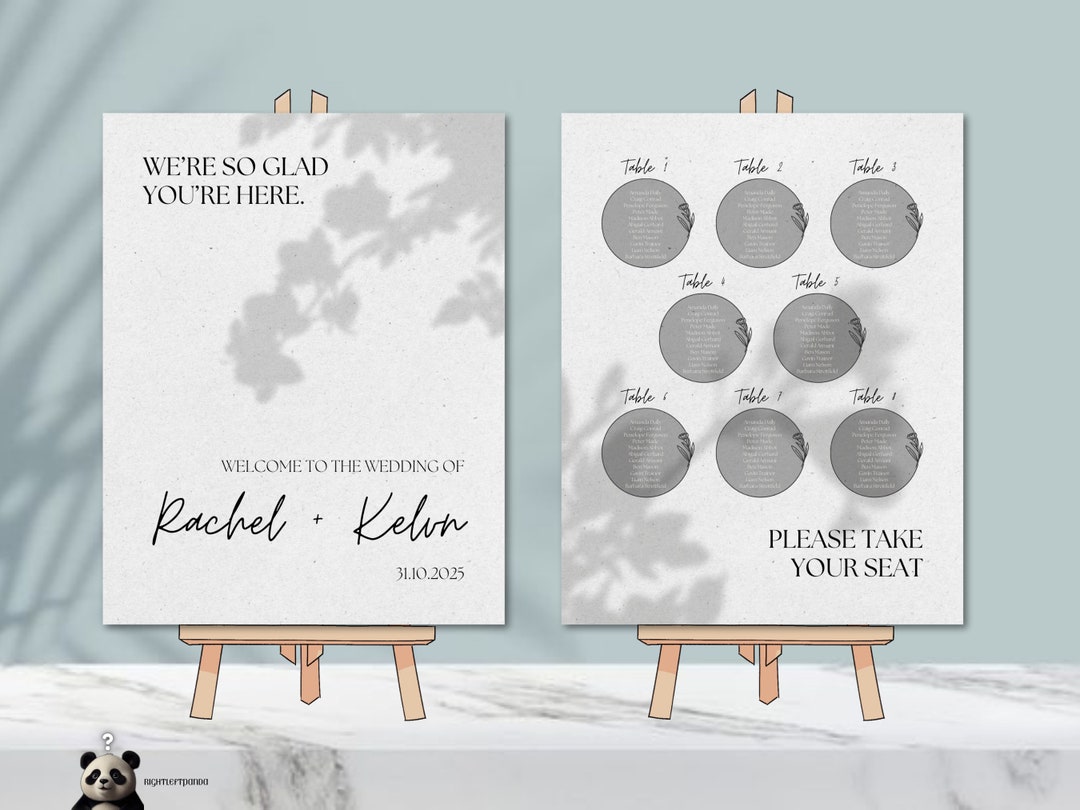 Wedding Welcome Poster Sign Seating Chart Plan With Guest Names and ...