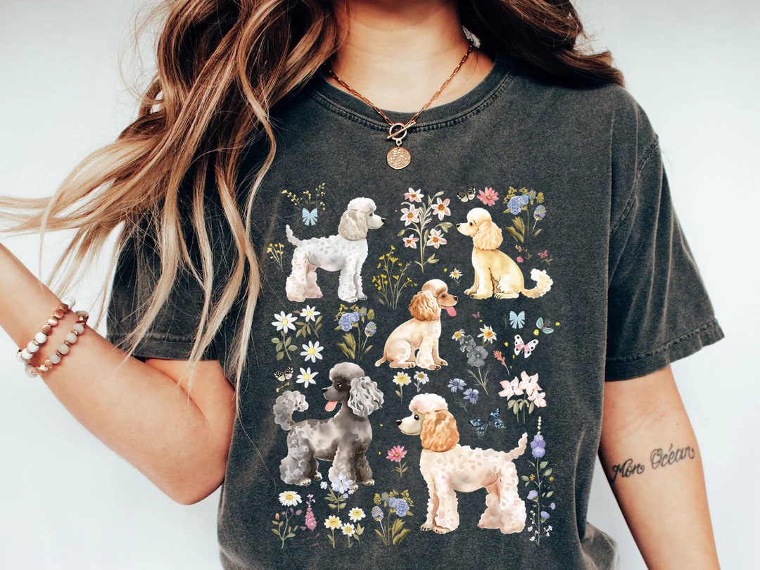 Poodle Cottagecore Dog Shirt, Floral Vintage Watercolor Shirt ...