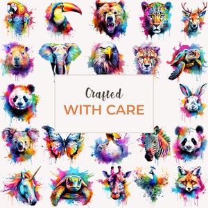 Watercolor Rainbow Animals Clipart Bundle, Cute Rainbow Animals Clip ...