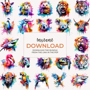 Watercolor Rainbow Animals Clipart Bundle, Cute Rainbow Animals Clip ...