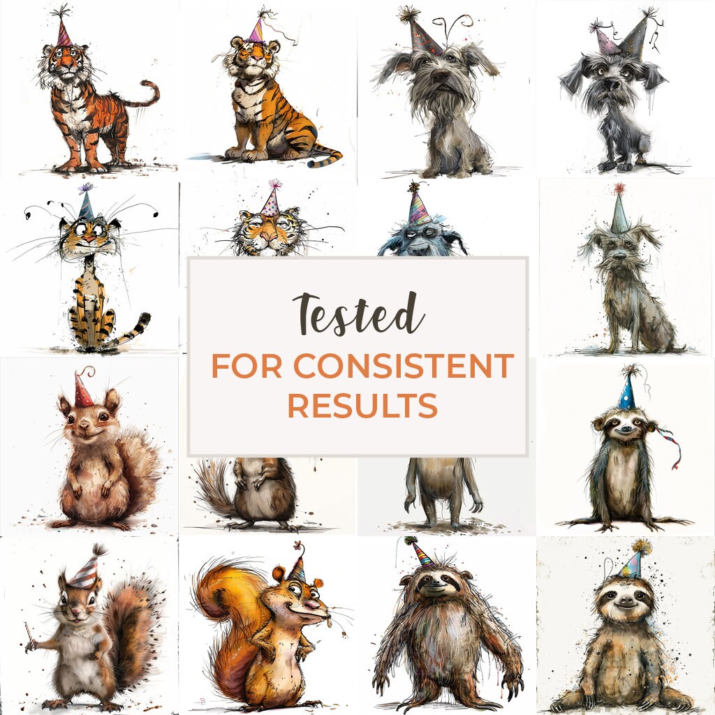 Midjourney Prompts for Whimsical Party Animals Clipart Creation ...