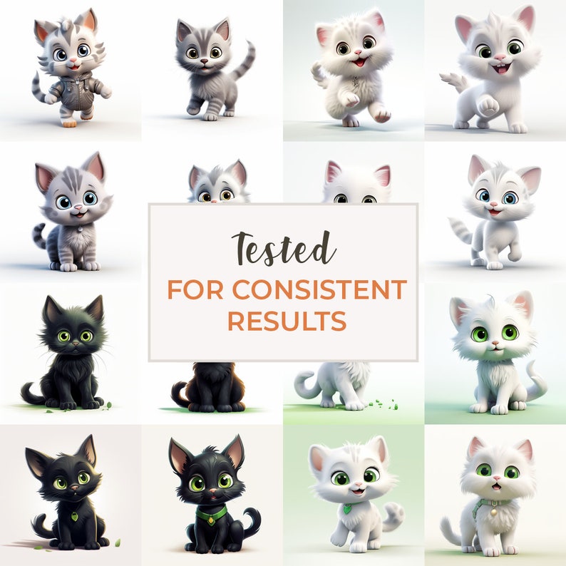 Midjourney Prompts for Cartoon Cats Clipart Creation, Happy Cats ...