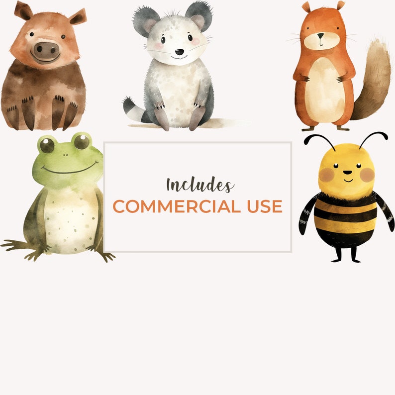 Watercolor Woodland Animals Clipart Bundle, Cute Woodland Animals Clip ...