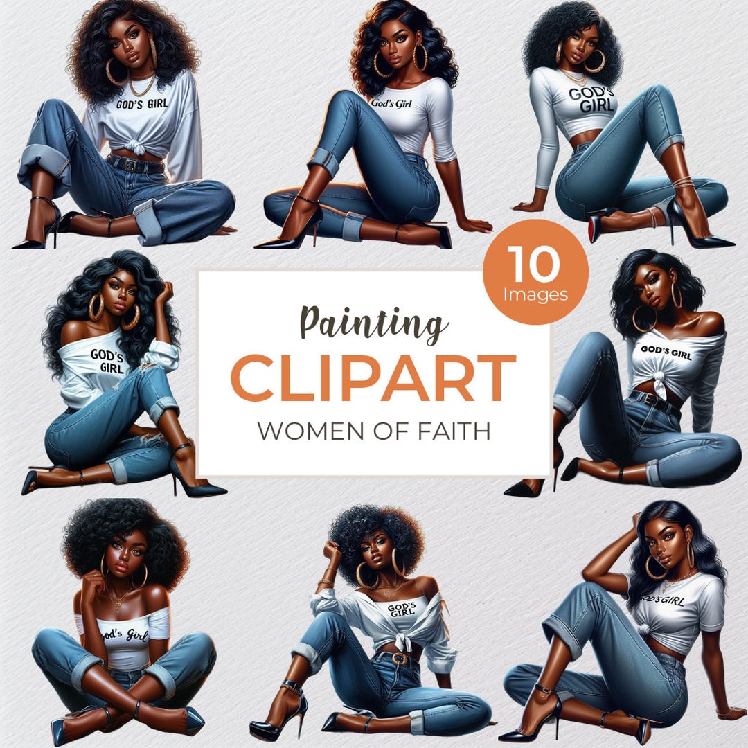 10 Black Girl Praying Clipart, Black Woman Faith Clipart, Jesus and ...