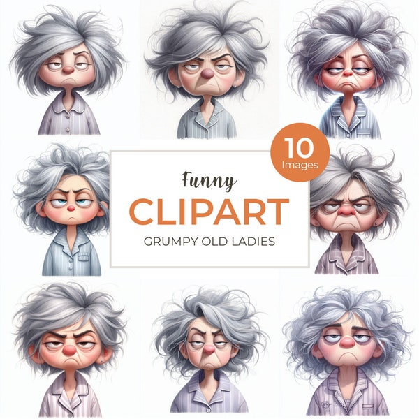 Grumpy Lady Clipart - Etsy