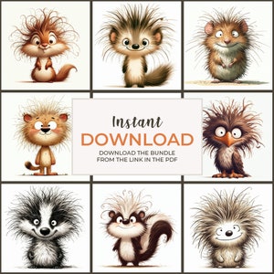 Quirky Woodland Animals JPG Clipart Bundle, Whimsical Forest Animals ...