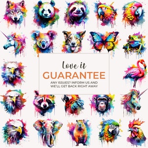 Watercolor Rainbow Animals Clipart Bundle, Cute Rainbow Animals Clip ...