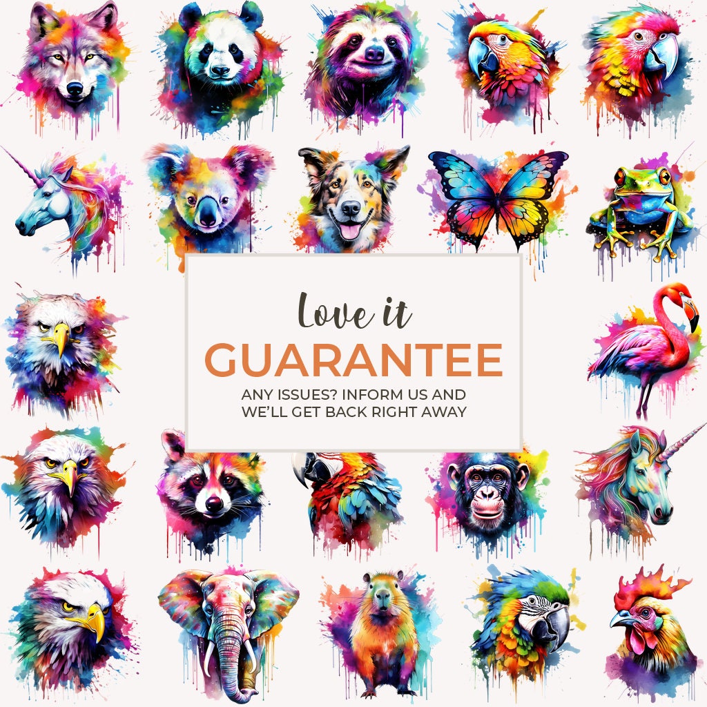 Watercolor Rainbow Animals Clipart Bundle, Cute Rainbow Animals Clip ...