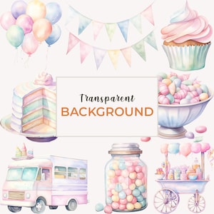 Pastel Candy Clipart Bundle, Cute Candy Clip Art, Candy PNG, SVG, Floss ...