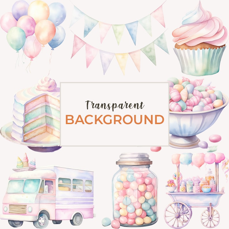 Pastel Candy Clipart Bundle, Cute Candy Clip Art, Candy PNG, SVG, Floss ...