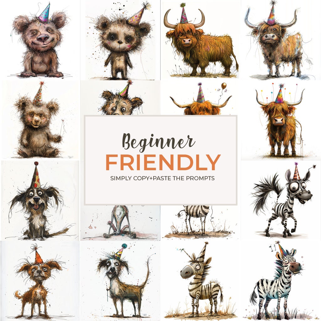 Midjourney Prompts for Whimsical Party Animals Clipart Creation ...